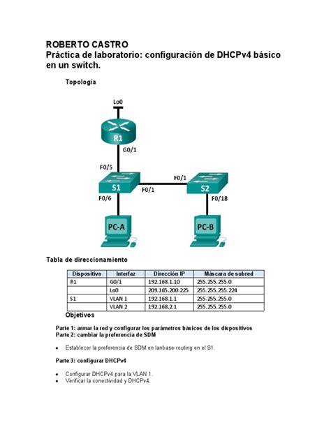 10 1 2 5 Lab Configuring Basic Dhcpv4 On A Switch Pdf Dirección Ip Conmutador De Red