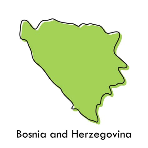 Bosnia And Herzegovina Map Simple Hand Drawn Stylized Concept With