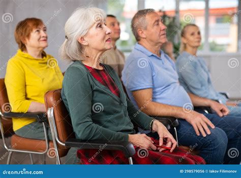 Elderly People Study In Classroom On Refresher Courses Stock Photo