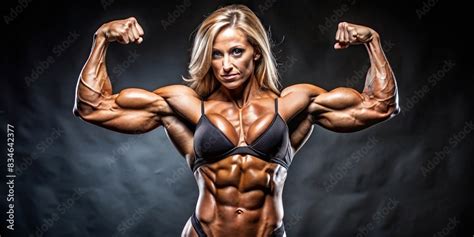 Female Bodybuilding Model Posing With Muscles Flexed Fitness Strong