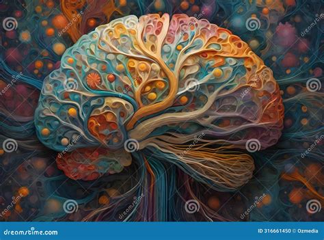 Colorful Artistic Human Brain Network Layers Generative Ai Stock Illustration Illustration Of
