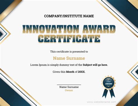 Innovation Award Certificate Templates For Word Download