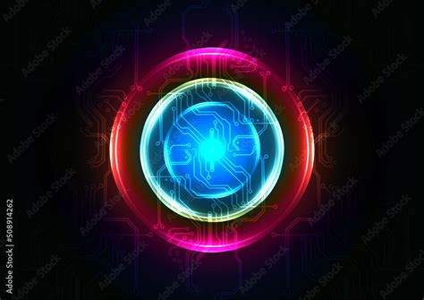 Abstract Vector Technology Design Background Concept With Circuit And Circle Light Effects