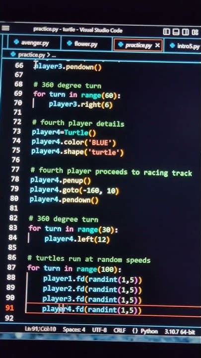 Create Racing Game Using Turtle In Python Vs Code Shorts Python Youtube