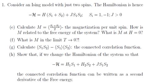 solved 1 consider an ising model with just two spins the