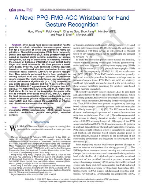 Pdf A Novel Ppg Fmg Acc Wristband For Hand Gesture Recognition