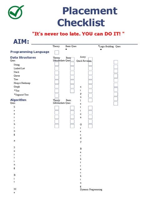 Placement Checklist Pdf Queue Abstract Data Type Software