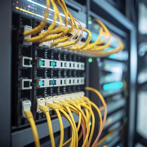 Premium Photo Server Staggered Cables And Interfaces Ai Technology