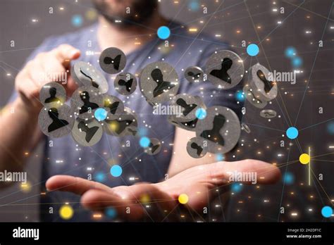 3d Rendering Of Human Icons With Binary Codes Floating On Hand Unity