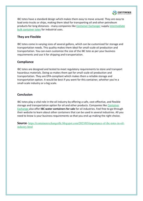 PPT Importance Of IBC Totes In The Oil Industry PowerPoint Presentation ID