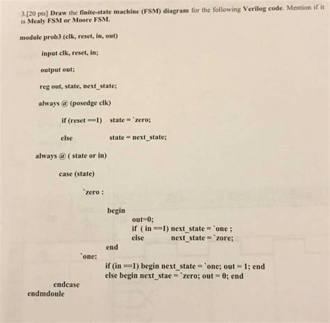 Solved Pts Draw The Finite State Machine FSM Chegg