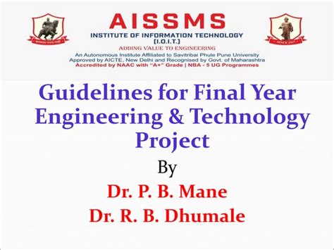Guidelines For Final Year Engineering And Technology Projectppt