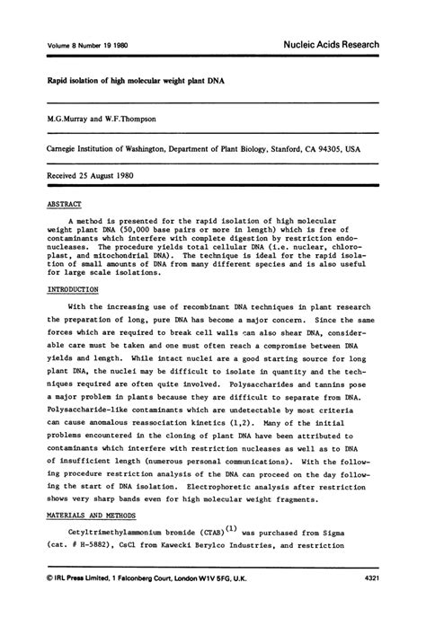 Pdf Rapid Isolation Of Higher Weight Dna