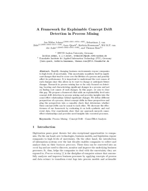 Pdf A Framework For Explainable Concept Drift Detection In Process Mining