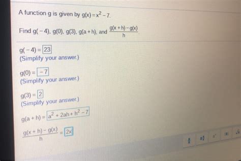 Solved A Function G Is Given By Gxx2 7 Find G 4 G0