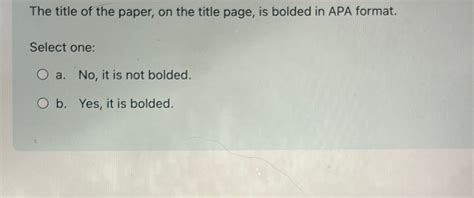 Solved The Title Of The Paper On The Title Page Is Bolded
