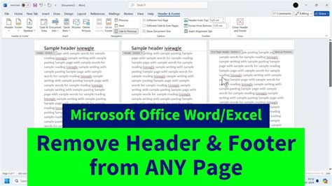 Delete Header And Footer From Any Page In Word And Excel First Pagesecond Pagethird Pagelast