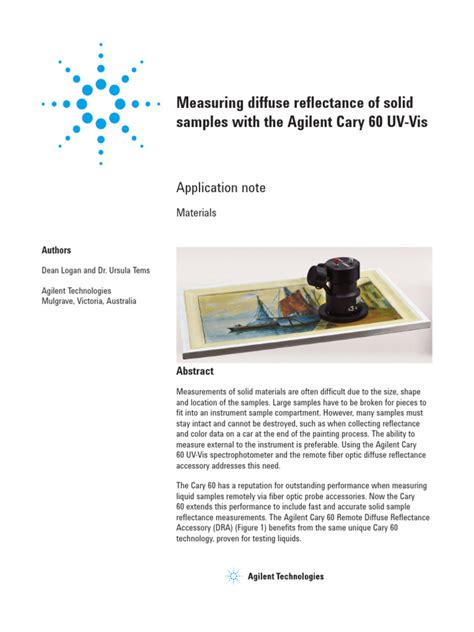 Measuring Diffuse Reflectance Of Solid Samples With Agilent Cary 60 Uv