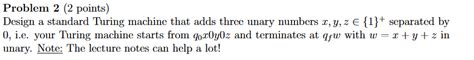 Solved Problem Points Design A Standard Turing Machine Chegg