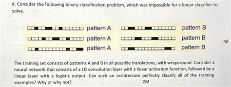 D Consider The Following Binary Classification Chegg