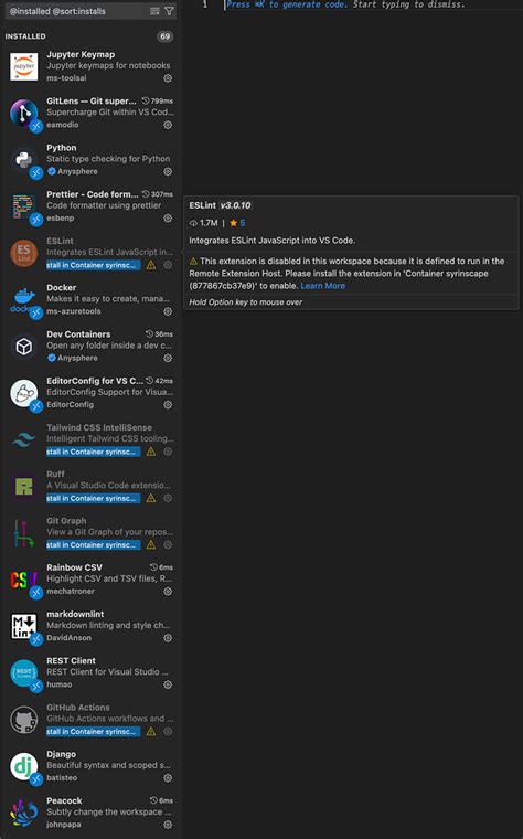 extensions listed in `devcontainer json` not installed into remote extension host bug reports