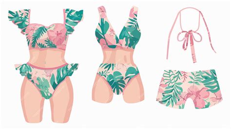 Boho Summer Pattern Bathing Suit Illustration Premium Ai Generated Vector