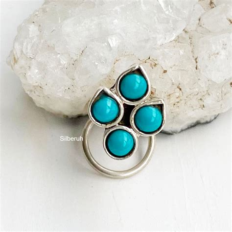 Turquoise Silver Nose Pin Silberuh