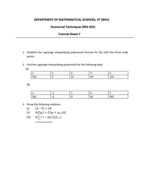 Tutorial Sheet 7 Pdf