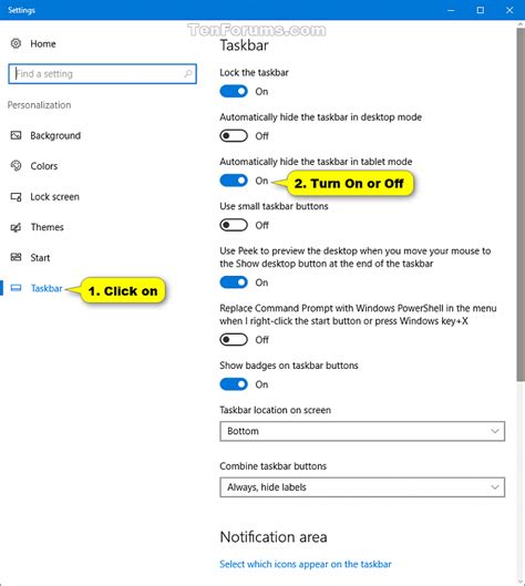 Turn On Or Off Auto Hide Taskbar In Tablet Mode In Windows Tutorials