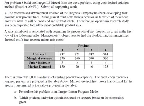 solved for problem 3 build the integer lp model from the