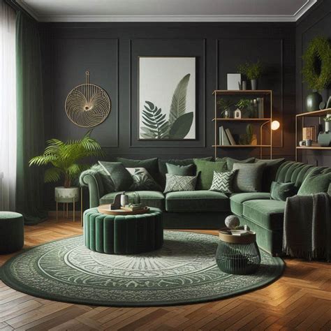 Modern Dark Green Living Room Accessories