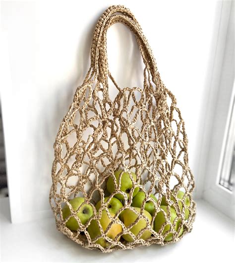 Сумка-авоська «Eco» из рафии крючком. Мастер-класс - behet handmade