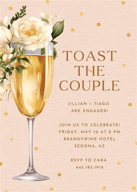 Watercolor Toast Engagement Party Invitation Template Greetings Island