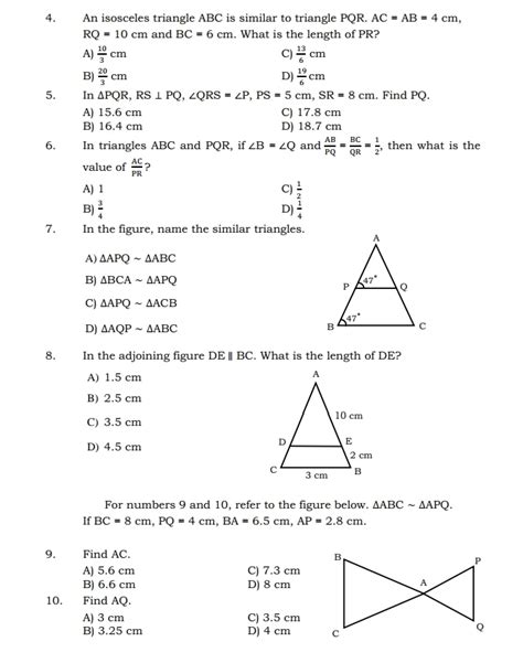 Solved An Isosceles Triangle Abc Is Similar To Triangle Por Ac Ab 4 Cm Rq 10 Cm And Bc 6 Cm