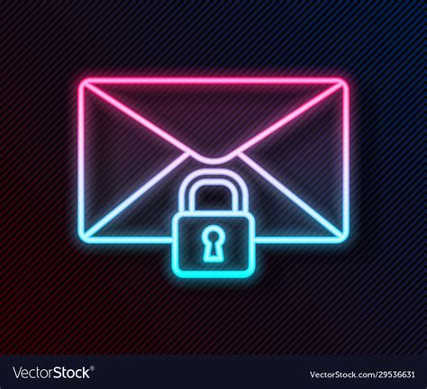 Glowing Neon Line Mail Message Lock Password Icon Vector Image