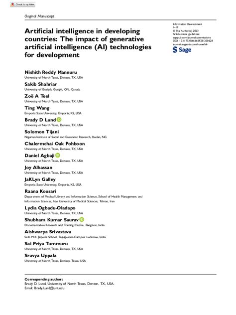 Pdf Artificial Intelligence In Developing Countries The Impact Of