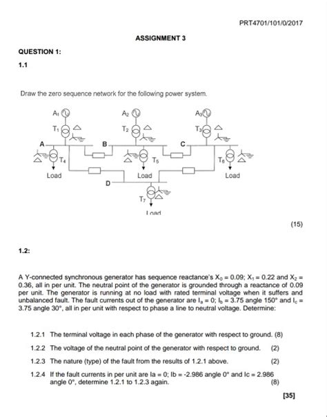 Solved Draw The Zero Sequence Network For The Following