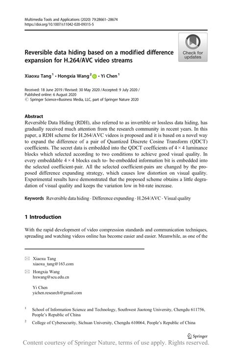 reversible data hiding based on a modified difference expansion for h
