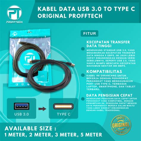 Jual Kabel Data Usb Type C Meter Original Profftech Mete Meter Jakarta
