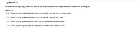 Solved Given The Following Singly Linked List What Is The