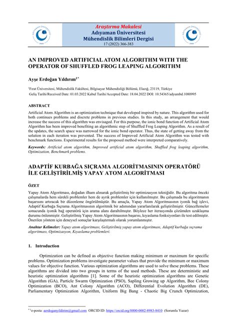 pdf an improved artificial atom algorithm with the operator of