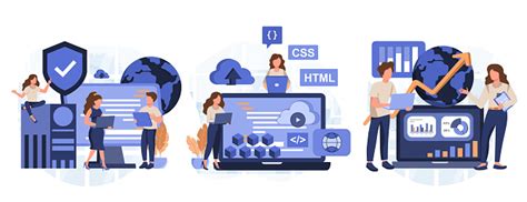 큰 It 직업 컬렉션 프로그래머는 소프트웨어를 작성하고 컴퓨터 용 코드를 만듭니다 프로젝트 및 앱에 대한 코딩 스크립트입니다 웹