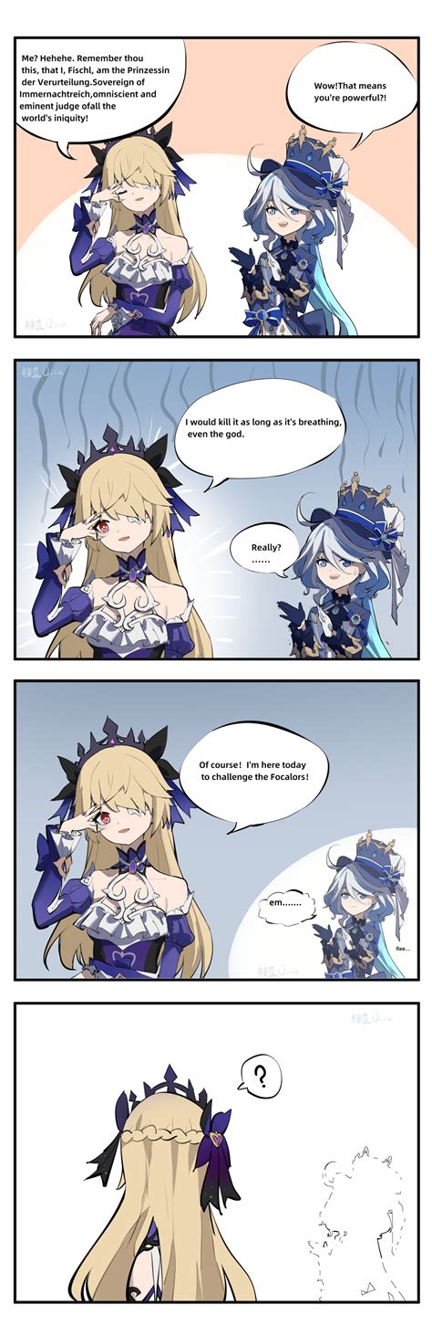 Furina Fischl And Fischl Genshin Impact Drawn By Qixia Danbooru