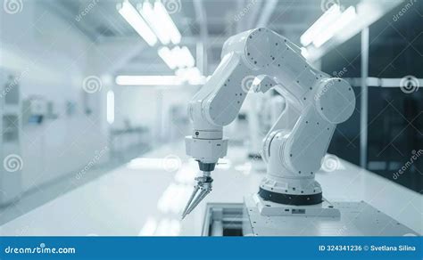 Robotic Arm Demonstrating High Precision In Microchip Assembly Within A Cleanroom Setting