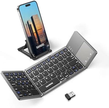 Samsers Multi Device Foldable Bluetooth Keyboard With Touchpad Rechargeable Dual Mode 2 4G BTx2