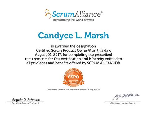 Candyce Marsh On Linkedin Received My Cspo Certified Scrum Product Owner Certificate Yesterday …