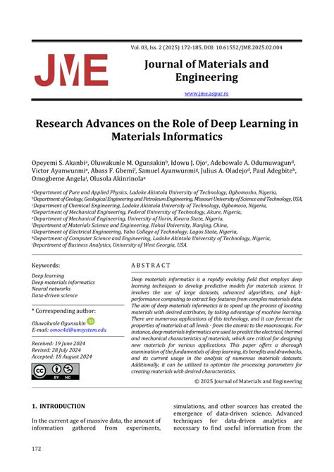 Pdf Research Advances On The Role Of Deep Learning In Materials