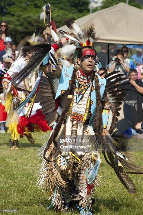 Native Canadian Mikmaq Man Displaying Traditional Dance High Res Stock