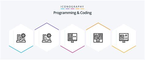 Programming And Coding 25 Line Icon Pack Including Coding App