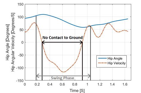 Approximated Hip Joint Angle And Its Angular Velocity During The Time